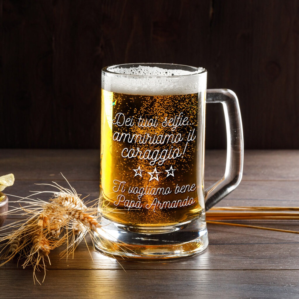 B Paper Regalo per il Papà - Bicchiere per la Birra con Nome