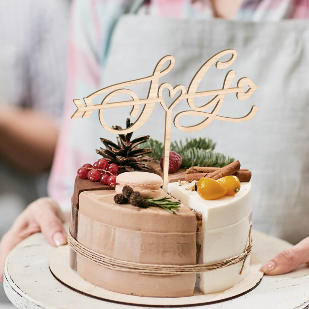 B Paper - Cake topper Matrimonio - Mr & Mrs Heart